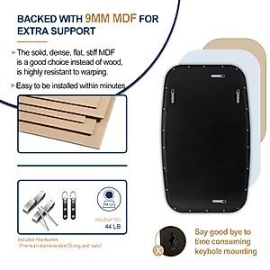 ANDY STAR Black Oval Mirrors for Bathroom, Large 24x40’’ Matte Black Metal Framed Oblong Wall Mirror, Modern Black Vanity Mirror in Stainless Steel Frame Wall Mount Horizontal or Vertical