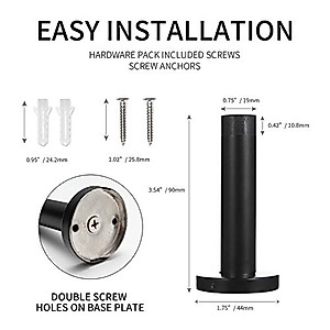 Orhemus Decorative Door Stoppers - 3.5 Inch 304 Stainless Steel Heavy Duty Door Stops with Rubber Tip Bumper for Wall and Door Protection Sound Dampening 2 Pack Matte Black