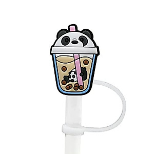 Straw Cover Cap 7 Pieces Reusable Silicone Straw Toppers Drinking Straw Tips Lids for 6-8 mm Cute Straws Plugs (Not include Straw) Style1