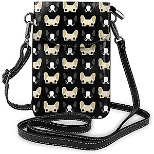Boston Terrier and French Bulldog Friends Women Soft PU Leather Cellphone Purse Wallet Handbag Small Crossbody Shoulder Bag