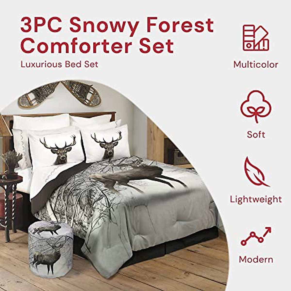Safdie 60417.3DQ.02 Full/Queen Deer in Snowy Forest Comforter Set