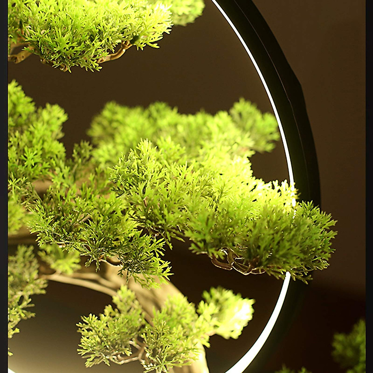 FEIYIYANG Artificial Bonsai Tree Home Decoration Gifts Realistic Faux Bonsai Tree with LED Light Chinese Zen Artificial Indoor Plants for Home Living Room Entrance Office Decoration Artificial Bonsai