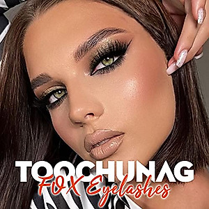 Natural Fox Eye Lashes Wispy False Eyelashes 18mm Fluffy Mink Lashes D Curl Fake Cat Eyelashes Multipack by TOOCHUNAG