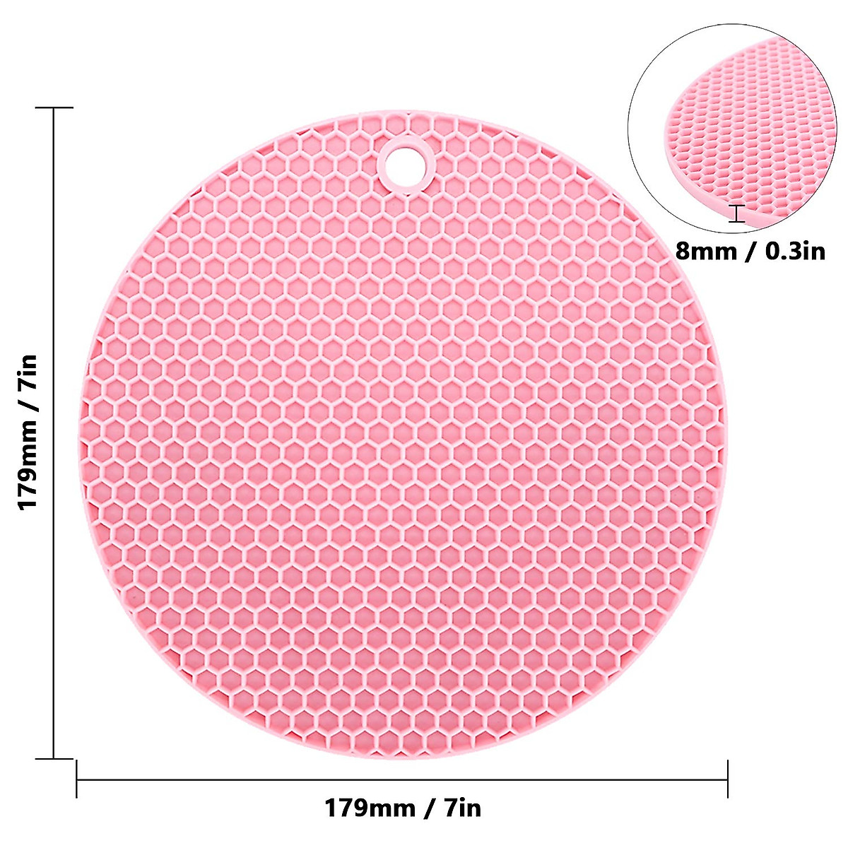 6 Pack Silicone Trivets Pot Mat Round,Pan Pot Holders Set Heat Resistant-Resistant (440ºF) & Eco-Friendly,Insulation,Non Slip Silicon Hot DishTrivet for Kitchen DiningTable Countertop,with 8 hooks