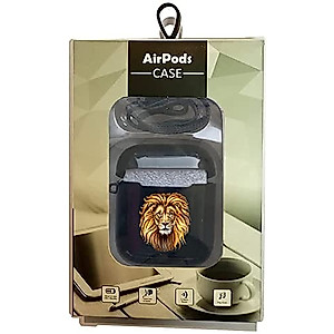 Jaustee Powerful Lion Airpods Case for Airpods 1&2 Case, AirPods Case Protective Cover Skin - Premium Hard Shell Accessories Compatible with Apple AirPods (Black)