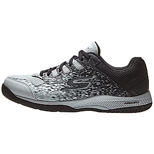 Skechers Men's Viper Court-Athletic Indoor Outdoor Pickleball Shoes with Arch Fit Support Sneaker, White/Black, 10