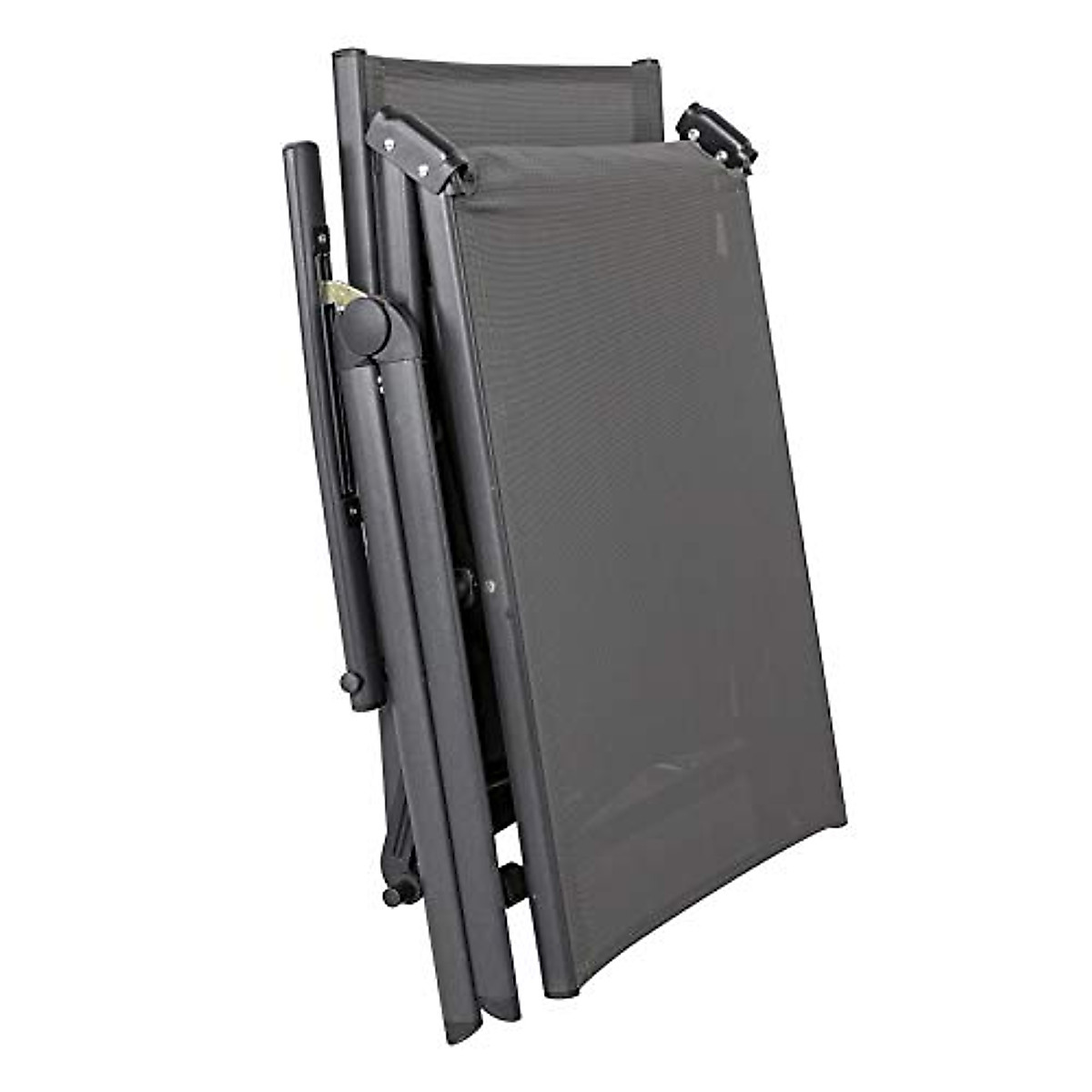 Nuu Garden Folding Chaise Lounge Chairs for Outside, Beach Chair Lounge Chair with Steel Frame and Breathable Textile Fabric for Beach, Yard, Pool and Patio, Grey