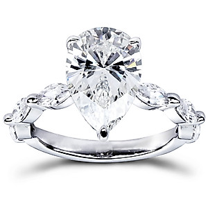 Rinxes Women's Engagement rings 8*12mm Pear Cut 4 CT D Color VVS1 925 Silver Wedding Anniversary Moissanite Ring For Women Size 5-10 (Moissanite, 5.5)