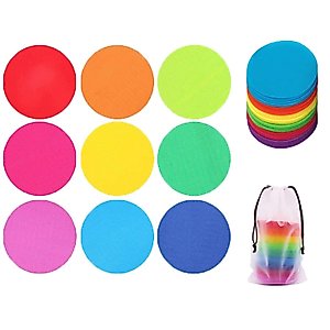 WELSTIK Spot Markers Carpet Markers for Classroom, 4" Rug Circles Marker Dots for Preschool, Kindergarten, and Elementary Teachers,9 Colors (36 Pack)