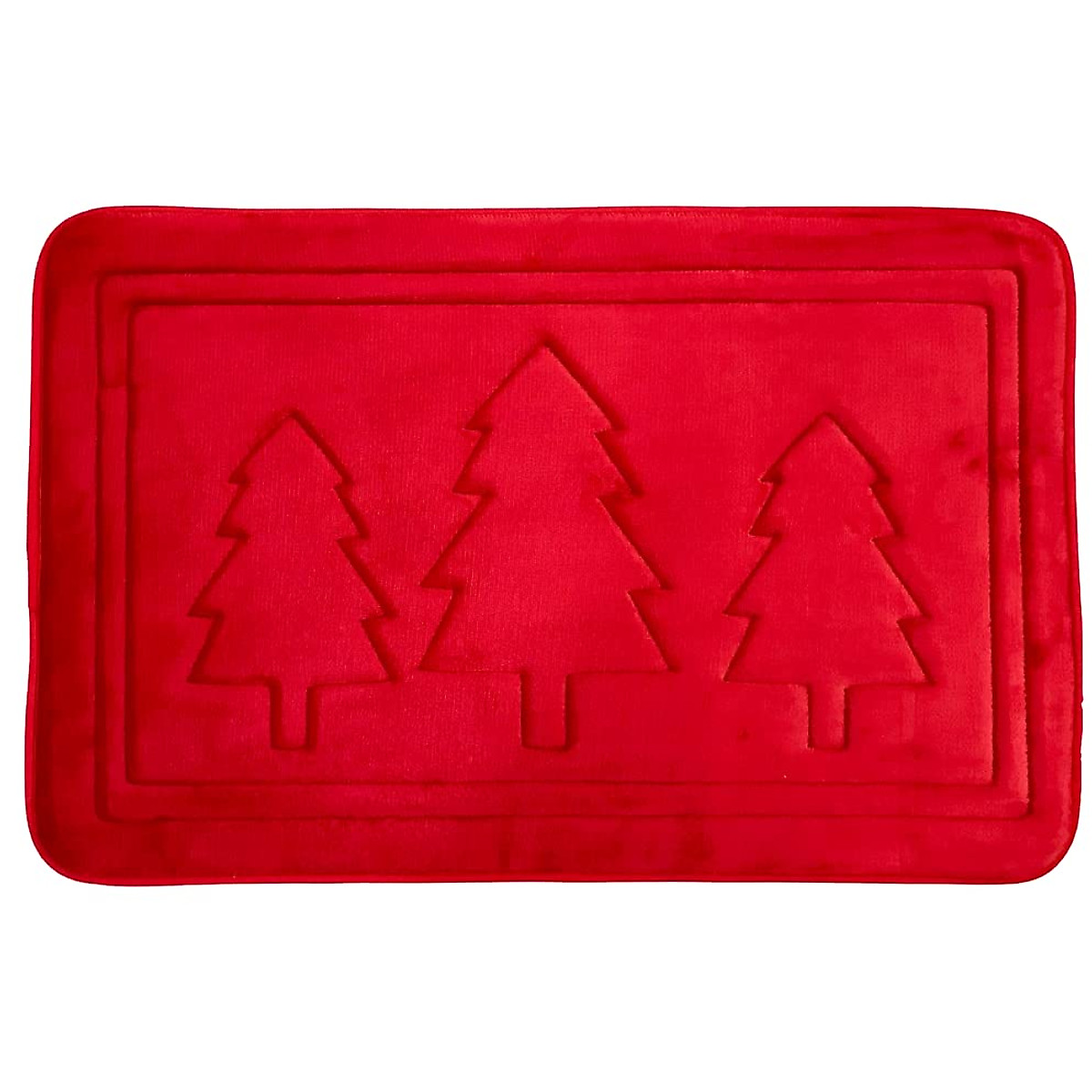 Serafina Home Luxury Holiday Trees Christmas Red Memory Foam Anti Fatigue Bathroom Floor Mat Rug Kitchen Foyer Office Entry Way