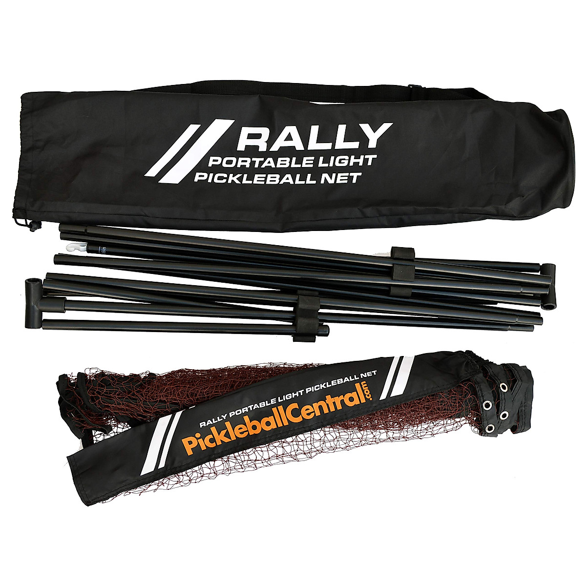 Rally Meister Complete Beginner Pickleball Set with Portable Pickleball Net (Net + 4 Paddles + 4 Pickleballs + Drawstring Bag + Rules/Strategy Guide + Line Chalk)