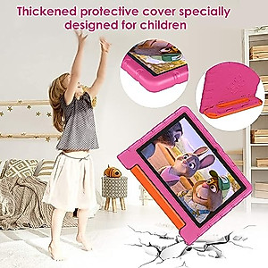 Kids Tablet 10 inch Android 13 Tablets for Kid with Shockproof Case, 12GB+128GB, Octa-Core, 1280 X 800 HD Touchscreen, IWAWA Pre-Installed Parental Control, 2.4G/5G WiFi, 6000mAh, Bluetooth-Rose red