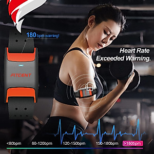 FITCENT Heart Rate Monitor Armband, Bluetooth ANT+ Optical Heart Rate Sensor Arm Band, Rechargeable Fitness Tracker for Peloton Strava Zwift Polar Beat DDP Yoga Wahoo Fitness (Black)