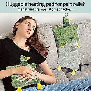 CRIMMY Heating Pad for Period Menstrual Cramps Pain Relife, Cute Small Portable Heat Pads for Travel, Mini Stuffed Animal USB Electric Hot Pack for Back Neck Eyes Hands … (Grey Duck)