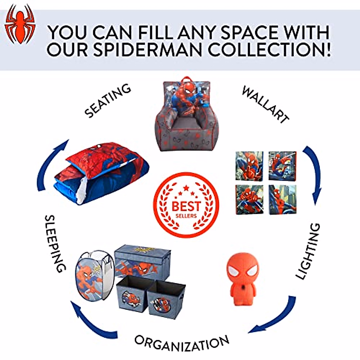"Idea Nuova Marvel Spiderman Pop Up Hamper with Durable Carry Handles, 21"" H x 13.5"" W X 13.5"" L", red