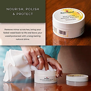 Renapur Premium Beeswax Wood Polish - Natural Furniture Polish & Conditioner - Nourishes, Polishes, and Protects All Wood Types - Food-Safe - Ideal for Wooden Surfaces & Furniture (6.7 fl oz)