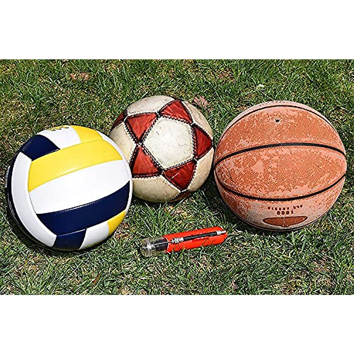 Small Dual Action Ball Pump，Hand Air Pump for Inflatable Balls，Perfect for Basketball, Volleyball, Soccer and Football | Comes with 1Additional Inflating Needles and Two Inflatable nozzles (Black)