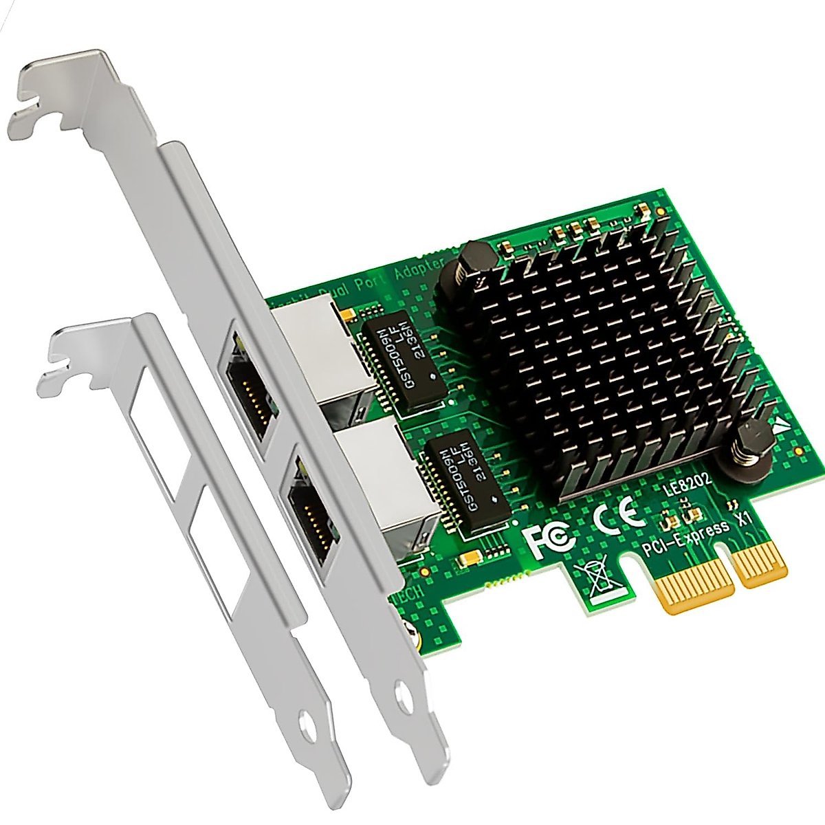 GLOTRENDS LE8202 2-port Gigabit PCIe Ethernet Network Card, 2 x RTL8111H Chip, 2 x RJ45 LAN Port, PCIe X1 Installation