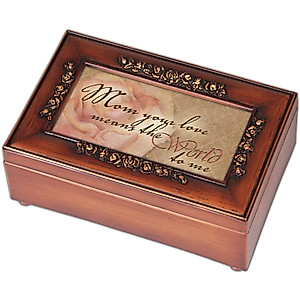 Cottage Garden Mom Love Means The World Burlwood Petite Rose Jewelry Music Box Plays You are My Sunshine