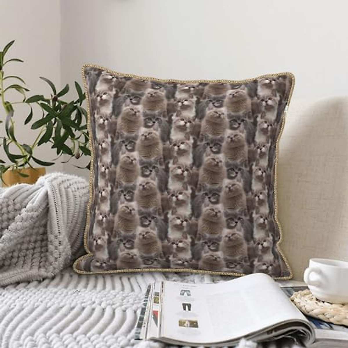 Augenstern Zippered Pillow Protectors Cover Case Camo-Kitty-Cute-Shorthair-Cat Decorative Throw Pillow Cover Square Cushion Case 20"X20"