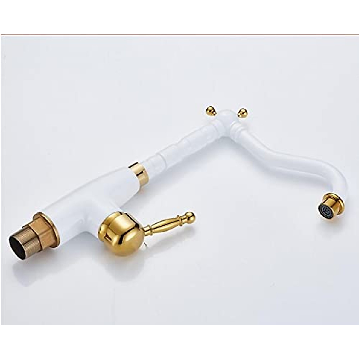 Kitchen Sink Faucet for Bar Farmhouse Commercial, White and Gold Kitchen Faucet, Sink Mixer Tap, 360 Degree Rotation Kitchen Mixer Taps, Single Handle Kitchen Tap (Color : Yellow)