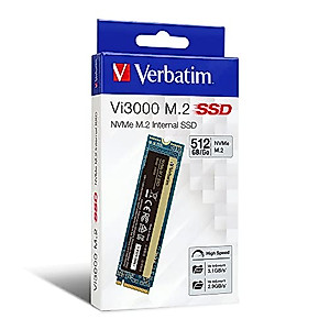 VERBATIM Vi3000 512GB PCI-E 3.0 M.2 NVME SSD 3000MB/s Read 2900MB/s Write 210K/380K IOPS 300TBW 2YR WTY
