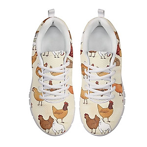 Belidome Chicken Rooster Hen Walking Shoes Running Sneakers for Women, Lightweight Breathable