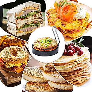 ASFSKY Egg Ring Round Circle Egg Ring Set Stainless Steel Ring Round Egg Pancake Maker Mold Kitchen Cooking Tool for Frying Egg Meat Pie (2)