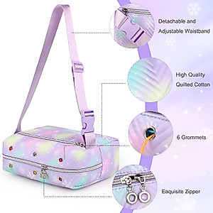 Coopay Yarn Waist Crochet Bag Organizer, Knitting Storage Crossbody Organizer for Yall Skeins, Yarn Holder Knitting Bag for Crochet Accessories, Knitting Needles, Crochet Hooks, Knitting Gifts, Purple