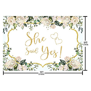 ABLIN 7x5ft She Said Yes Backdrop Pink Floral Bridal Shower Decorations Bachelorette Bride to Be Engagement Party Decorations CQ321 0