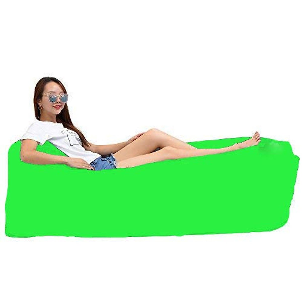 Beiruoyu Inflatable Lounger Air Chair Sofa Bed Sleeping Bag Couch for Beach Camping Lake Garden (Green02)
