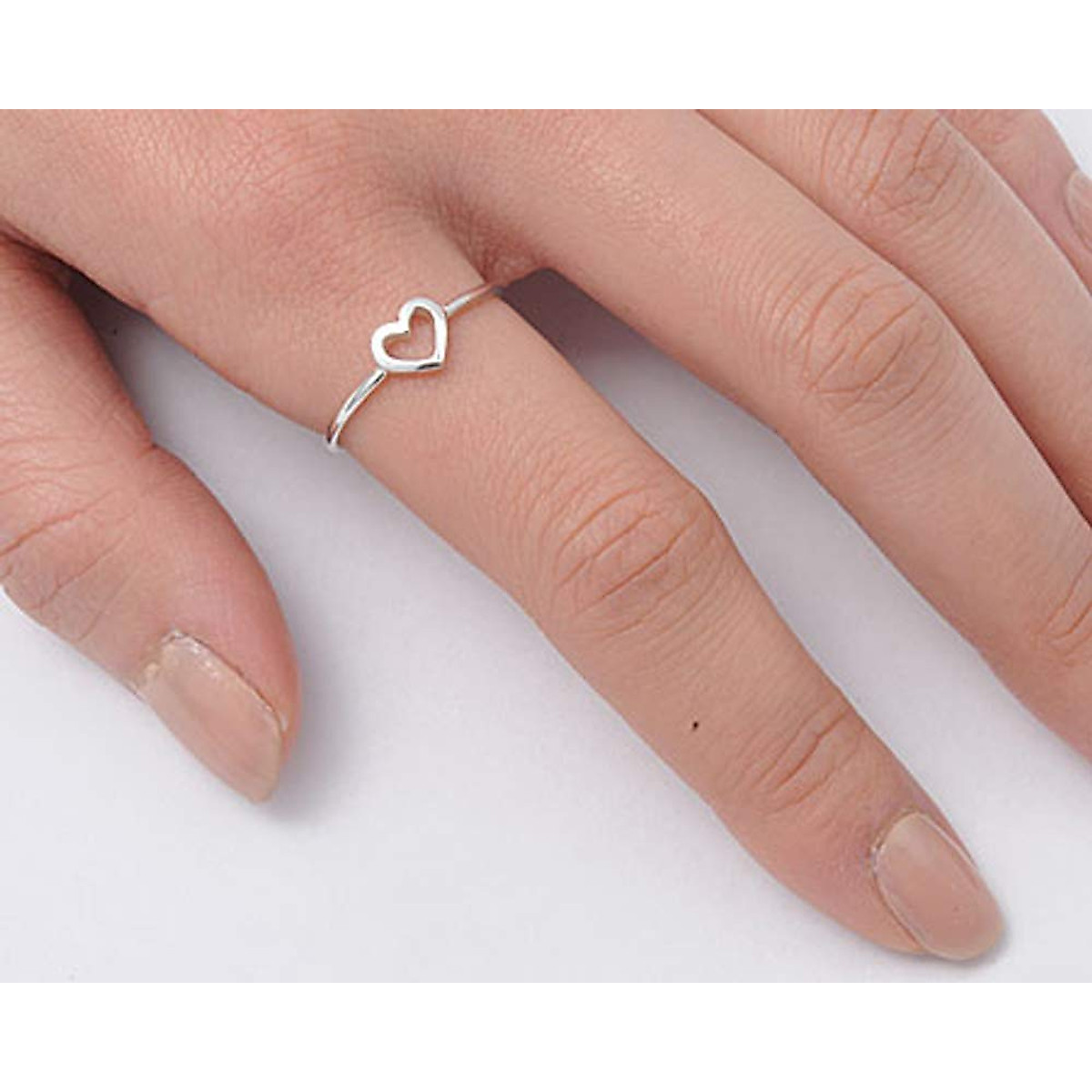 Women's Heart Simple Cute Promise Ring New .925 Sterling Silver Band Size 9