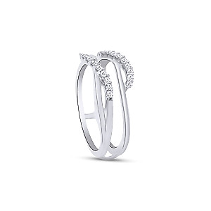 AFFY Sterling Silver Delicate Bypass Infinity Style Vintage Wedding Ring Guard Enhancer with Cubic Zirconia (0.20 cttw) Ring Size-8