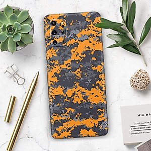 DesignSkinz Orange and Gray Digital Camouflage Protective Vinyl Decal Wrap Skin Cover Compatible with The Samsung Galaxy S20 (Screen Trim & Back Glass Skin)
