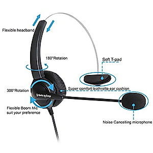 VoiceJoy Office Headset Headphones Only for Cisco IP Phones 7940 7960 7970 7962 7975 7961 7971 7960 8841 8845 etc
