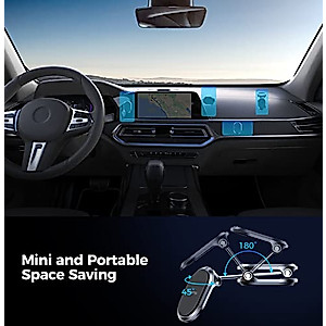 Magnetic Phone Holder for Car Metal Upgrade 6X Magnets Phone Mount Double 360° Rotation Super Sticker Phone Holder Car Mount Easy Install Suitable for Dashboard Screens Compatible with All Phone black