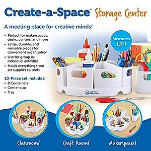 Learning Resources Create-a-Space Storage Center, 10 Piece set - Desk Organizer for Kids, Art Organizer for Kids, Crayon Organizer, Homeschool Organizers and Storage