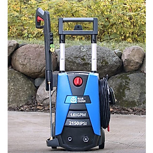 AR Blue Clean BC383HSS Electric Pressure Washer-2150 PSI, 1.6 GPM, 13 Amps Quick Connect Accessories, Telescopic Handle, On Board Storage, Portable Pressure Washer, High Pressure, Car Washer, Patio