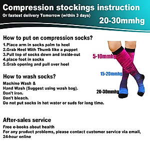 5 Pairs Graduated Compression Socks for Women&Men 20-30mmhg Knee High Socks Compression Stockings Athletic Socks(Multicoloured 1, Large/X-Large(US SIZE))