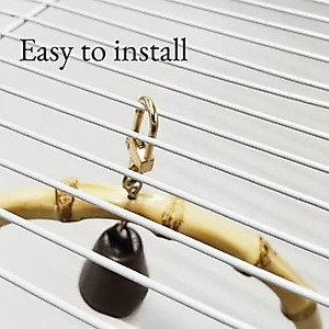 Hanging Bird Cage Swing Toy Natural Bamboo Parrot Perch Swing Hanging Bird Perch with Stand Small Wood Bird Toys Cockatiel Cage Accessory for Finch Budgie Conure (Large)