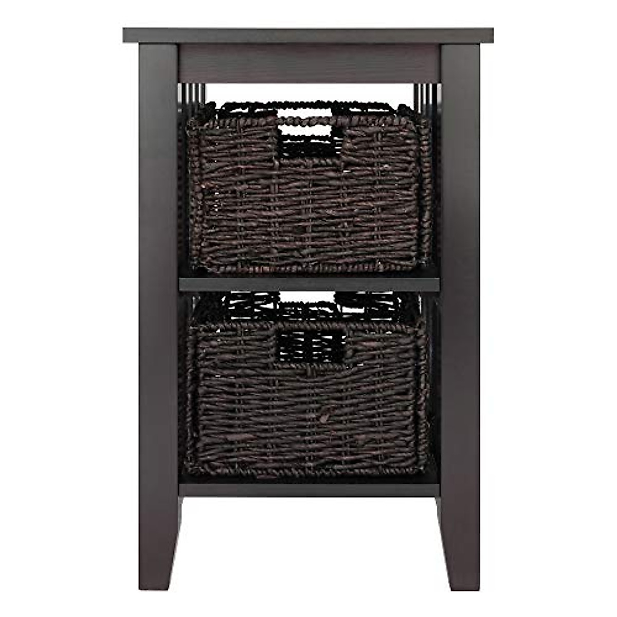 Winsome Morris 25.04" x 20.08" x 16.54" Wood Side Table With 2 Foldable Baskets, Espresso