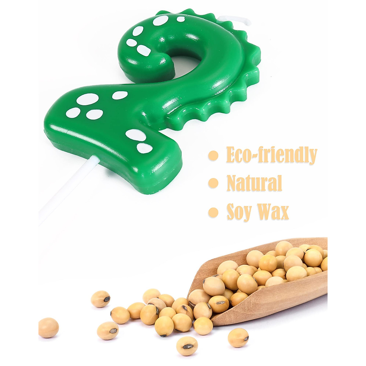 3rd Birthday Candles, Number 3 Candle, Dinosaur Party Decorations for Birthday, Green Happy Birthday Candle for Cake, Handmade Numeral Candle Dino Theme Cake Topper Anniversary Party Decor