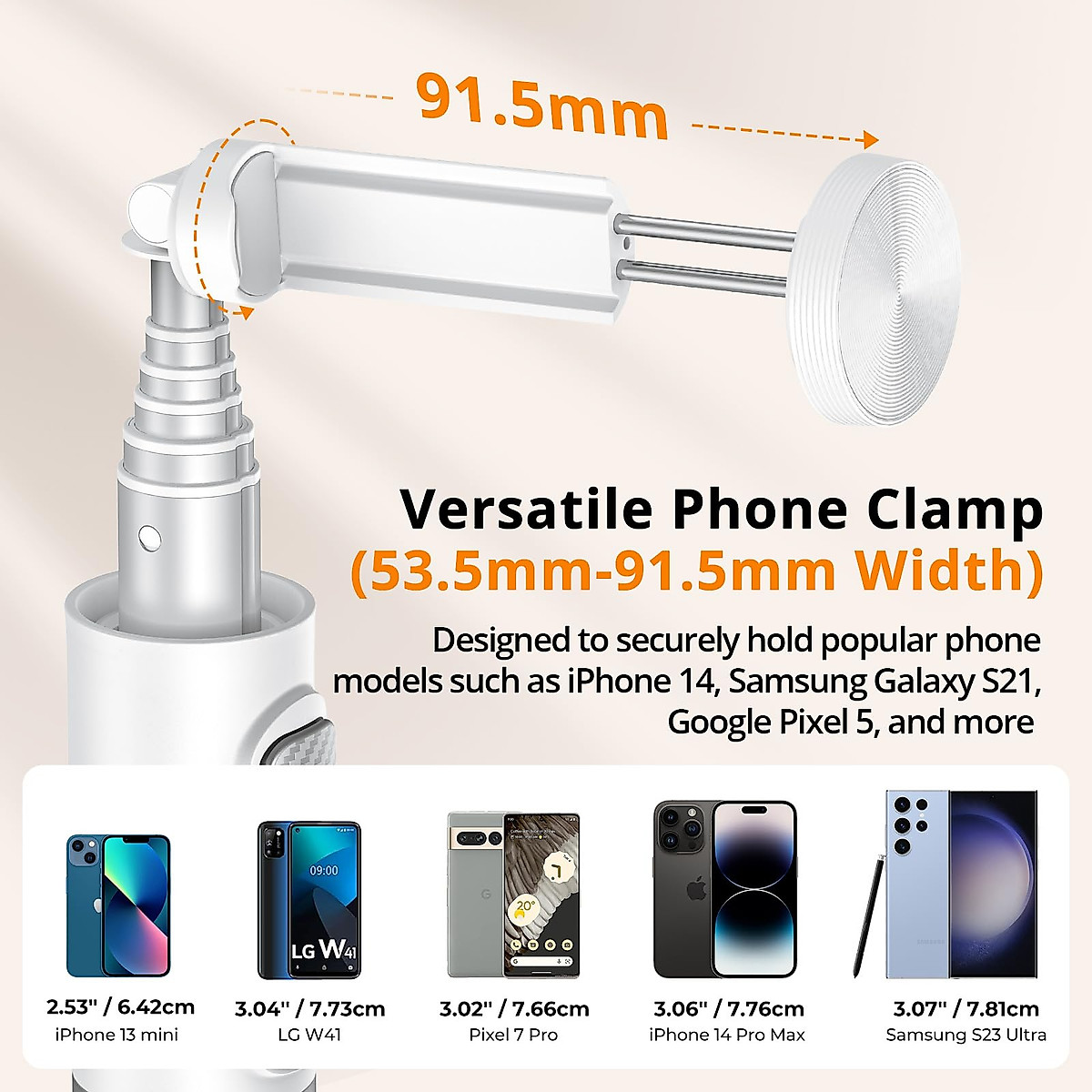 ATUMTEK 55" Selfie Stick Tripod, All-in-one Extendable Aluminum Phone Tripod with Rechargeable Bluetooth Remote for iPhone, Samsung, Google, LG, Sony and More, Fitting 4.7-7 inch Smartphones, White