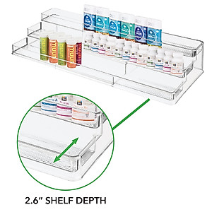 mDesign Large Adjustable, Expandable Plastic Vitamin Rack Storage Organizer Tray for Bathroom Vanity, Countertop, Cabinet - 3 Step Shelves - Holds Supplements, Medication - Clear