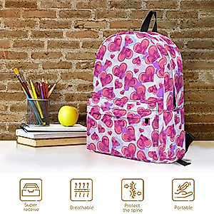 Travel Backpack Pink Love Hearts Backpacks Laptop Backpacks Lightweight Daypack Mini Backpack For Boys Girls 16 Inch