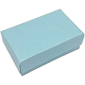TheDisplayGuys 100-Pack #21 Cotton Filled Cardboard Paper Jewelry Box Gift Case - Pearl Teal (2 5/8" x 1 5/8" x 1")