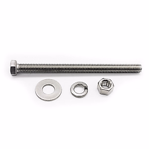 (4 Sets) 3/8-16x4 Stainless Steel Hex Head Screws Bolts, Nuts, Flat & Lock Washers, 18-8 (304) S/S, Fully Threaded by Bolt Fullerkreg