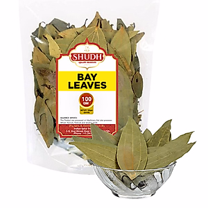 Shudh Bay Leaf (Leaves) Whole Spice Hand Selected Extra Large 3.5oz (100g) ~ All Natural | Gluten Friendly | NON-GMO | Vegan | Indian Origin (Tej Patta)