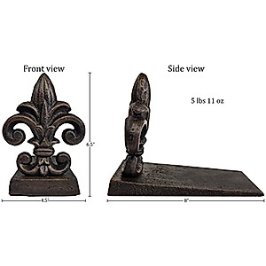 Lulu Decor 100% Cast Iron Fleur De Lis Door Stopper, 5 lbs 11 oz, Well Built Door Stopper, 6.50" H, 8" L
