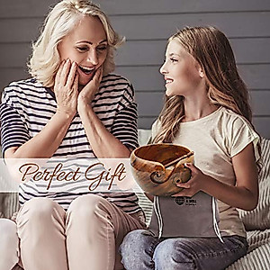 Yarn Bowls 6x3 inches for Crocheting. Wooden Yarn Bowl Holder for Knitting with Free Carry Pouch & 2 Crochet Hooks